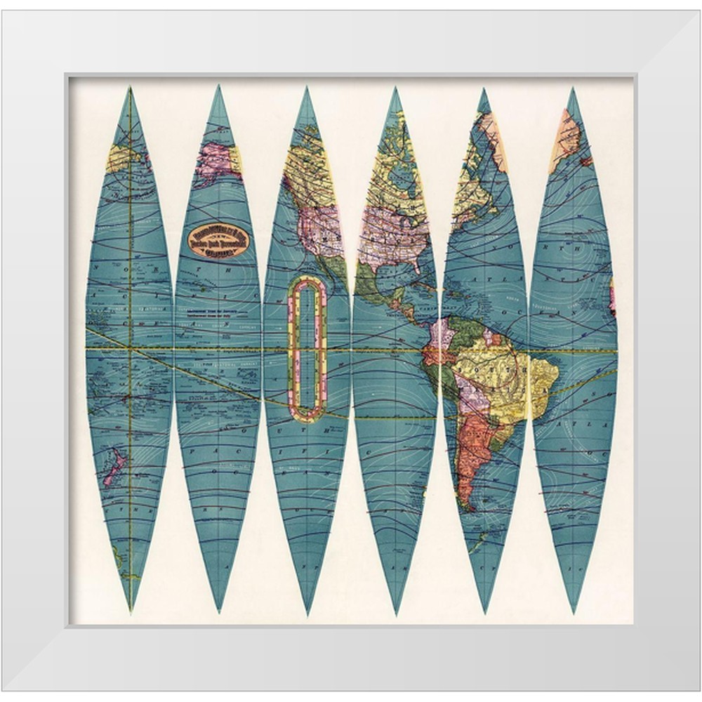 Rand McNally and Company 21x20 White Modern Wood Framed Museum Art ...