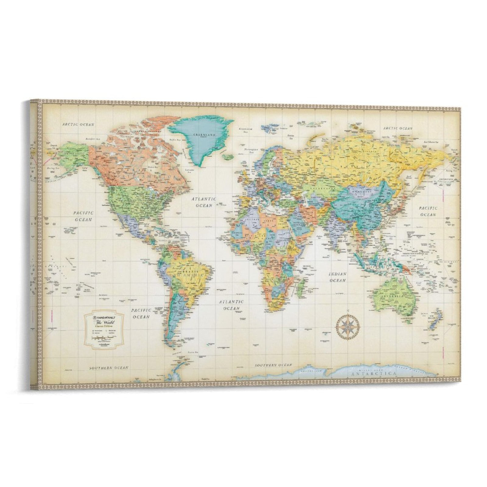 Rand Mcnally Classic World Map Retro Poster Home Decor Poster Wall Art ...