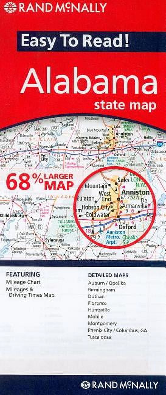 Rand mcnally easy to read! alabama state map (Other) - Walmart.com