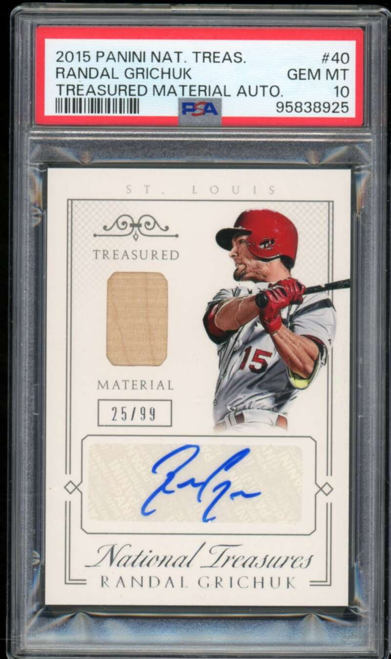 Randal Grichuk Card 2015 National Treasures Treasured Material Auto #40 PSA 10 - Walmart.com