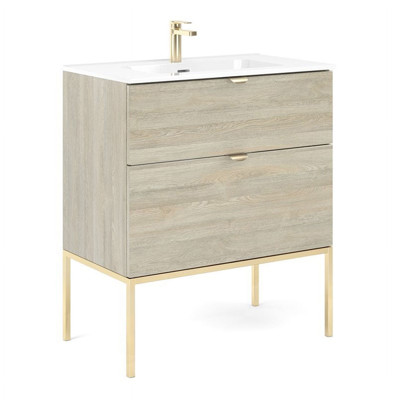 Randalco Aspen 32" Wood Bathroom Vanity with Sink in Toasted Oak/Glossy ...