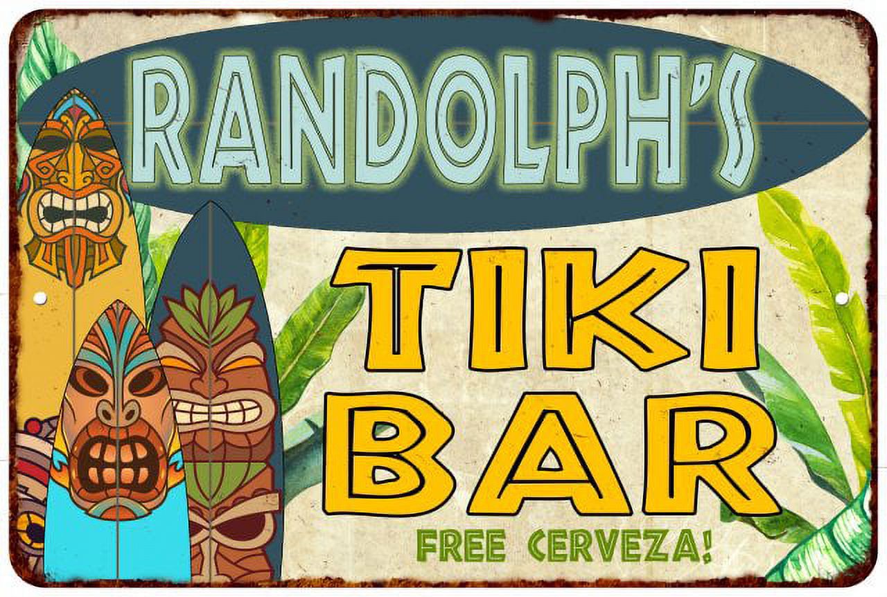 Randolph's TIKI BAR Island Sign Metal Wall Decor 8 x 12 High Gloss ...