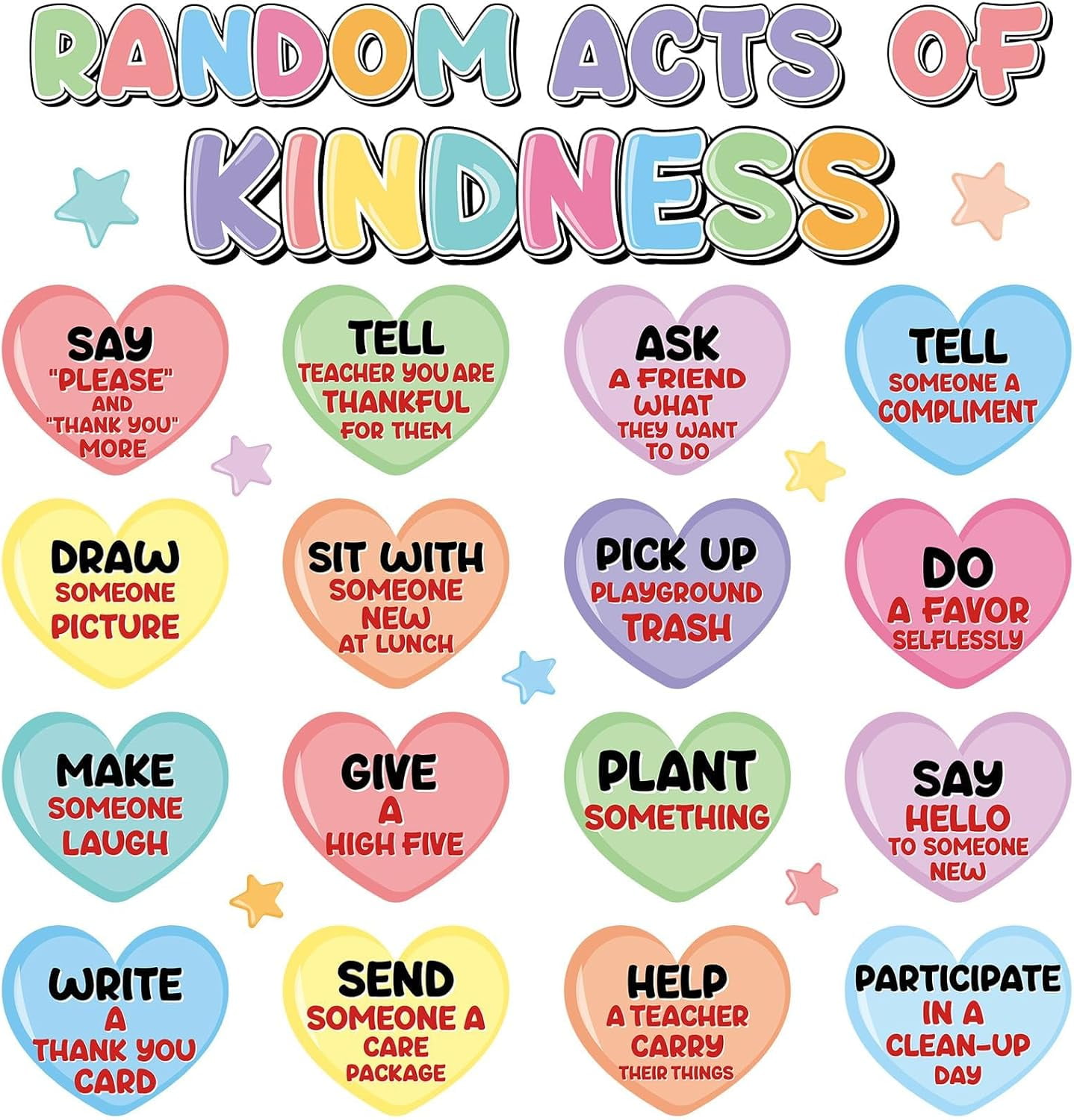Random Acts of Kindness Bulletin Board Set Colorful Motivational ...