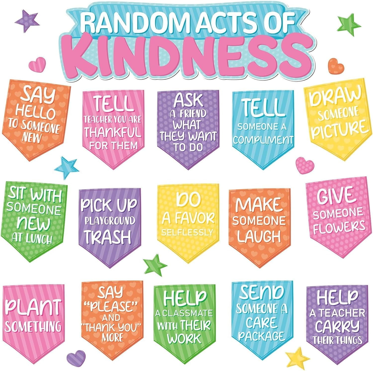 Random Acts of Kindness Bulletin Board Set Colorful Motivational ...