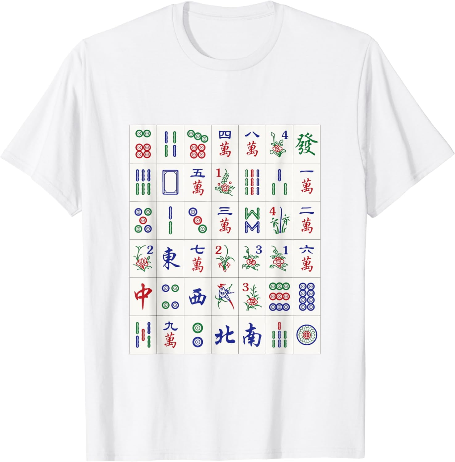 Random Assorted Mahjong Game Tiles in a Flat Wall Pile T-Shirt ...