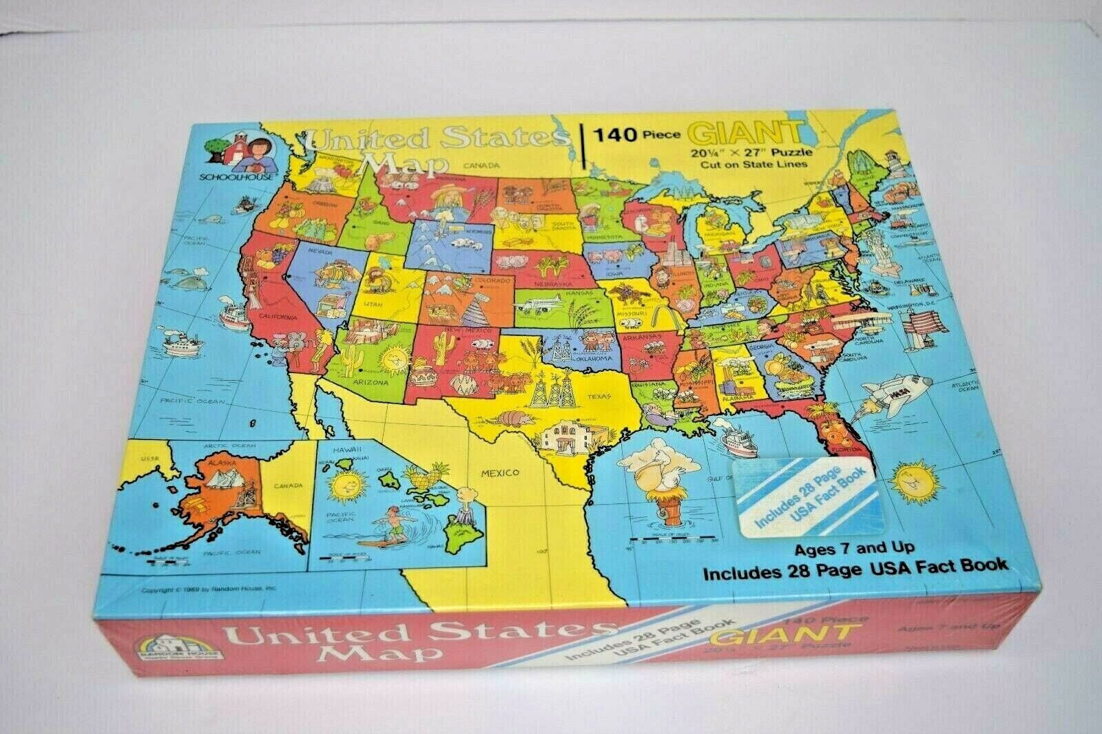Random House 140pc United States of America Map Jigsaw Puzzle w/ 28 ...