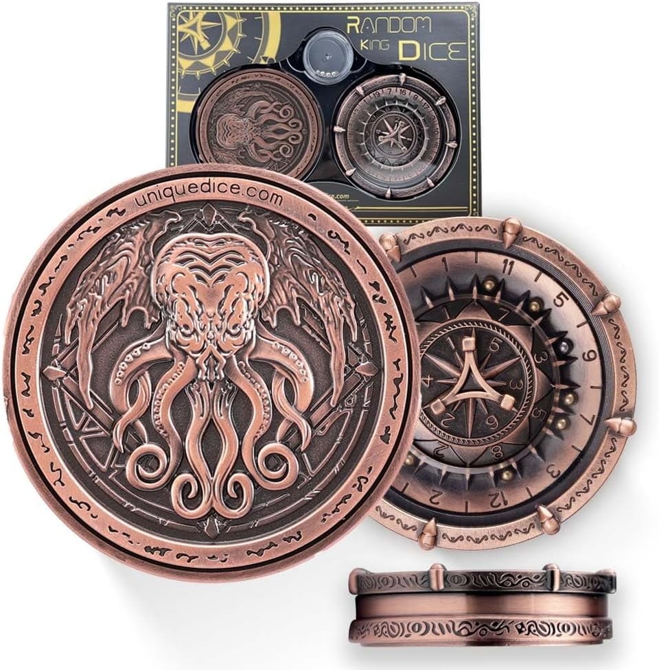 UD Unique Dice Bronze Cthulhu Metal DND Dice Set 7-in-2 Dual-Spin ...