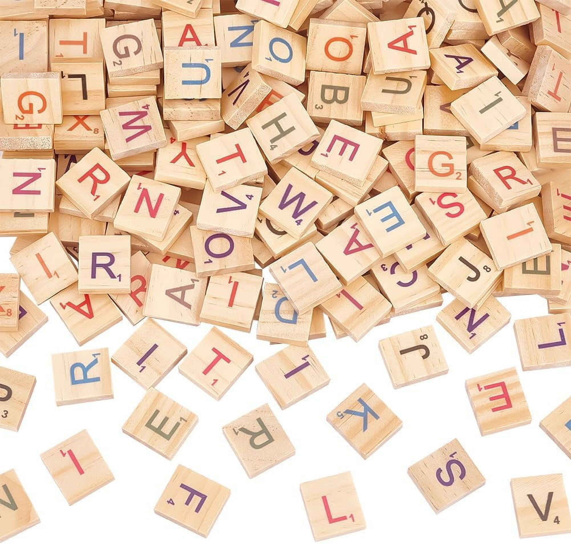 Random Mixed Capital Letters or Unfinished Blank Wooden Scrabble Tiles ...