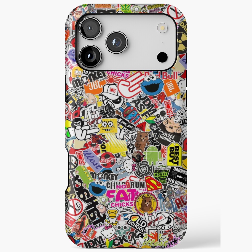Random Sticker Logo Collage iPhone Case 17 to 11 Pro Max - Walmart.com