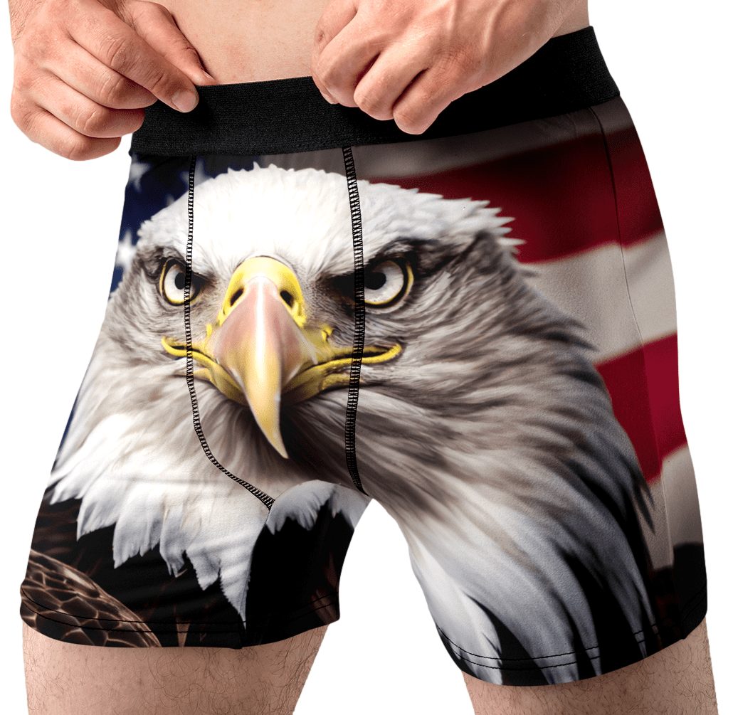 Random Stock Apparel Mens Boxer Briefs Bald Eagle Patriotic Underwear ...