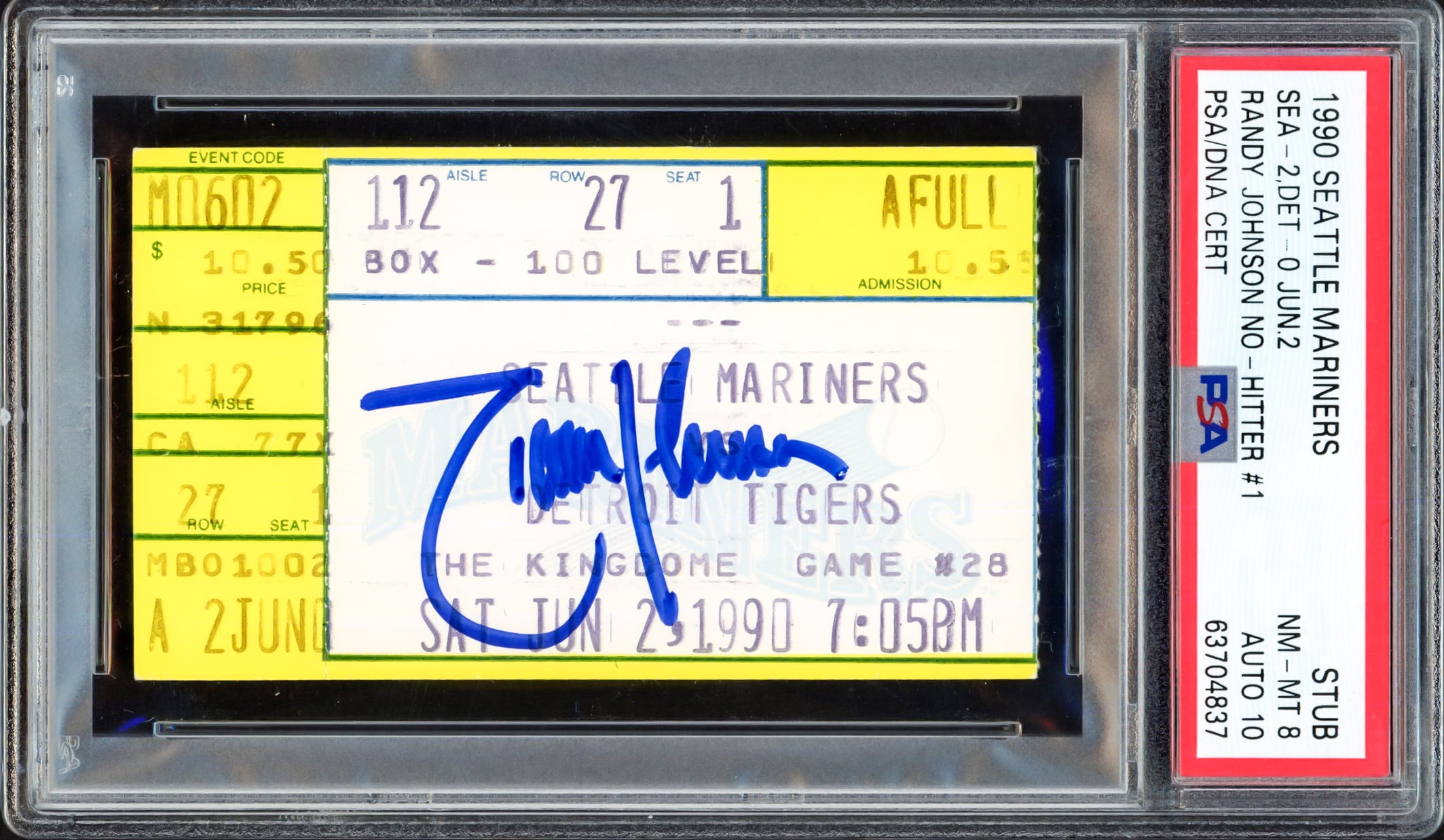 Randy Johnson Autographed 1st No Hitter Ticket Stub Seattle Mariners ...
