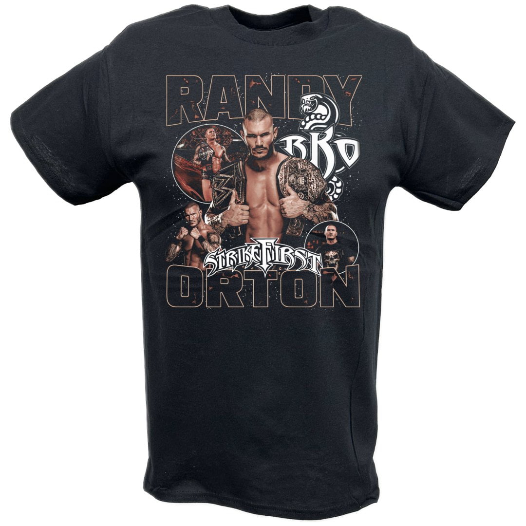Randy Orton Strike First Collage Black T-shirt - Walmart.com