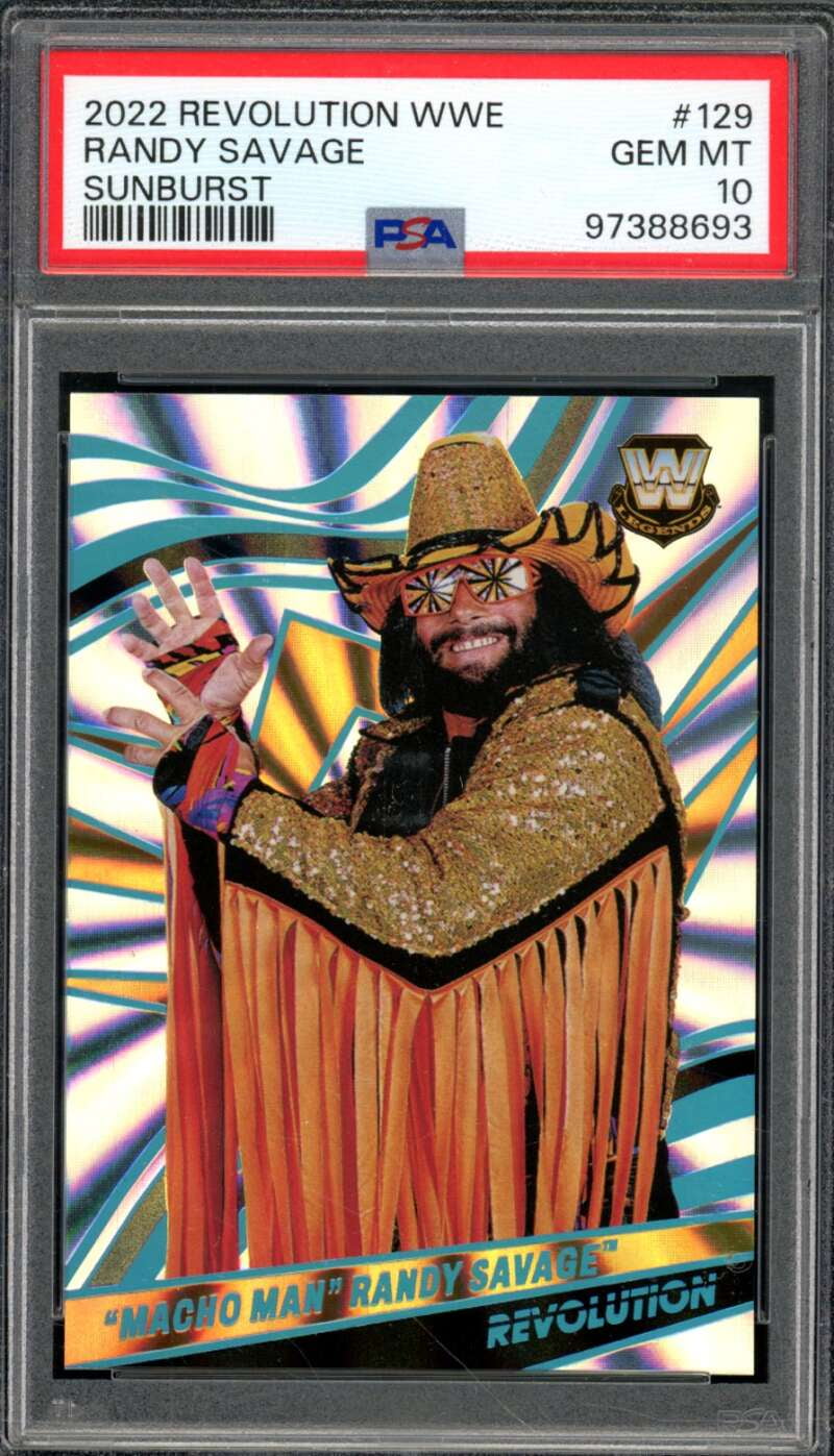 Randy Savage Card 2022 Revolution WWE Sunburst (pop 3) #129 PSA 10 ...