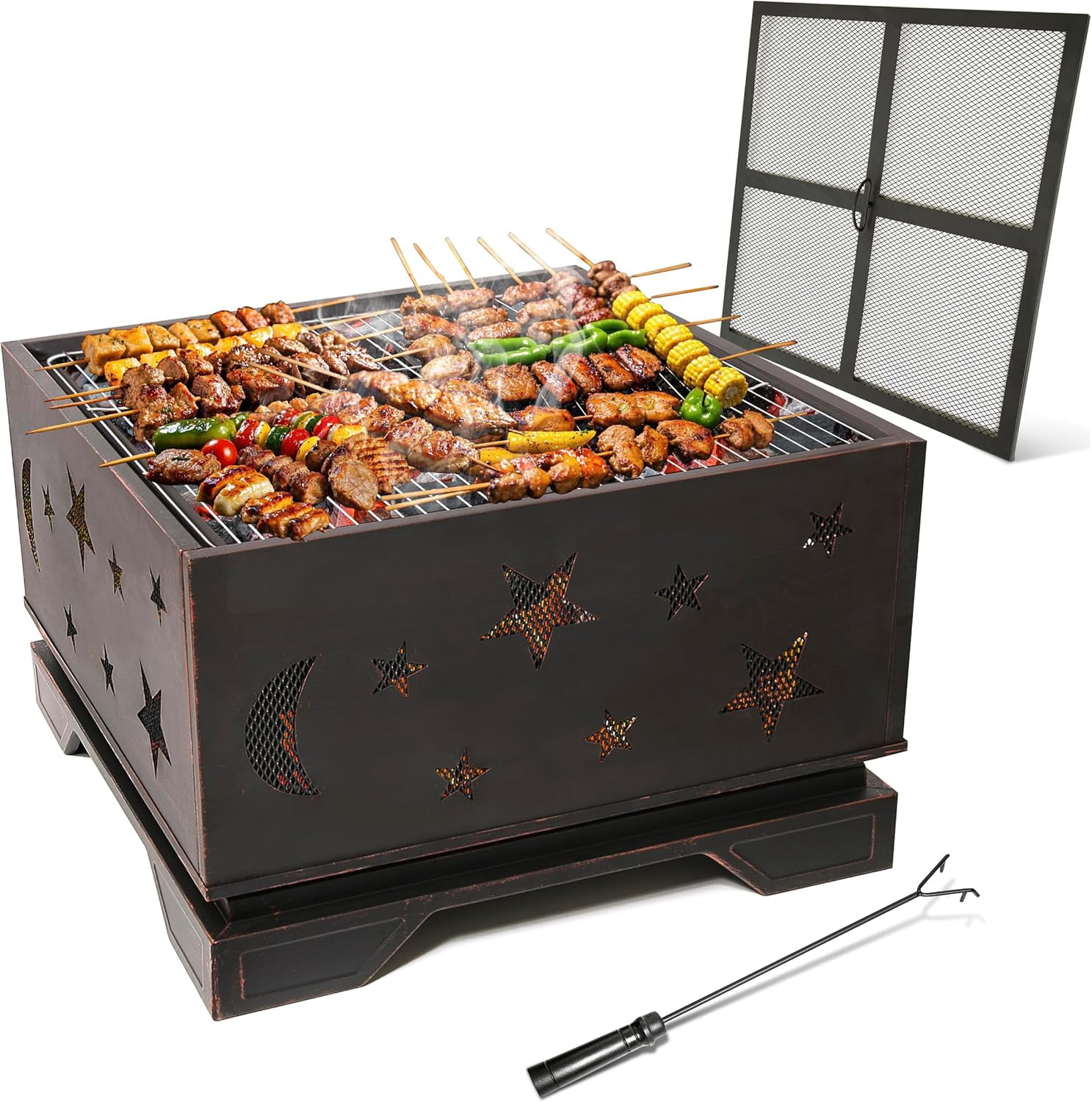Rang BBQ Charcoal Grill Fire Pit 26 Inch, Outdoor Barbecue Grill Extra ...