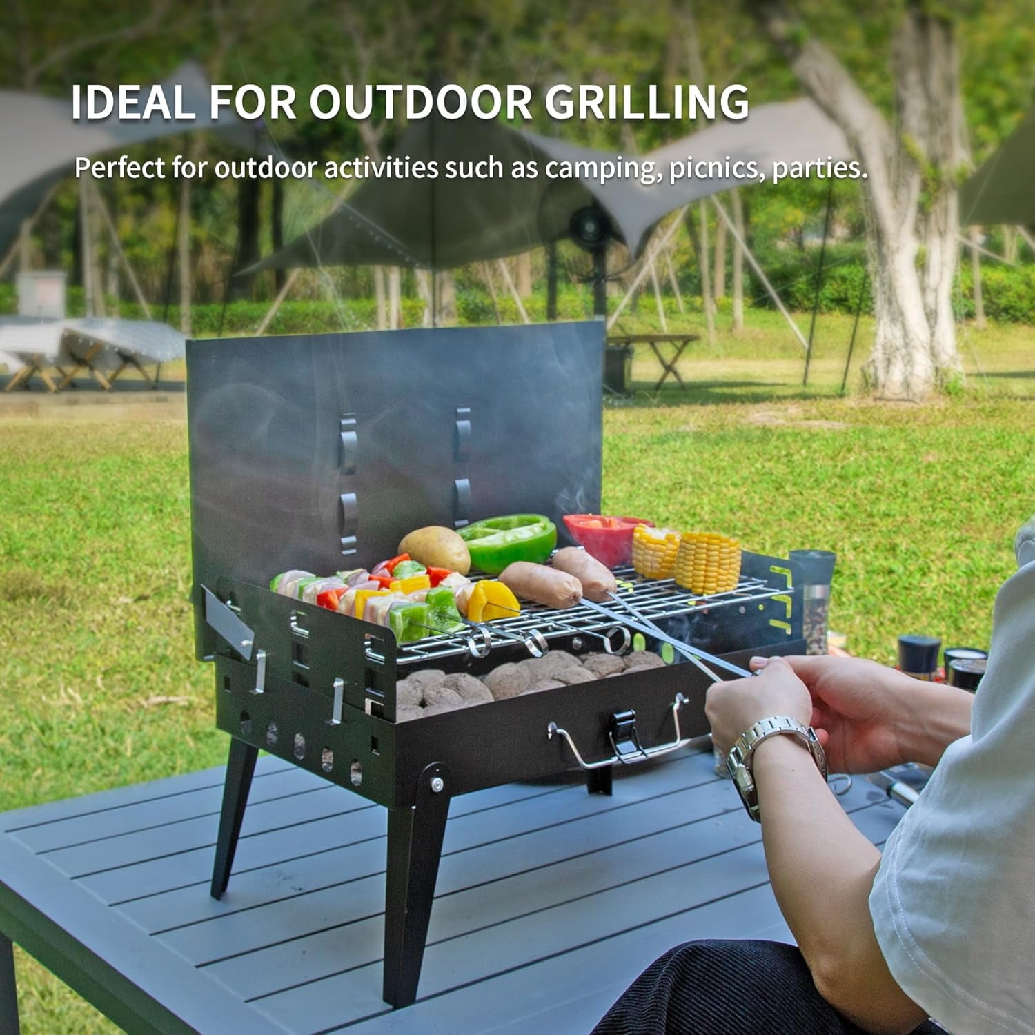 Rang Foldable BBQ Grill Kit Easy to Carry, Mini Tabletop Grill for Outdoor Camping - Walmart.com