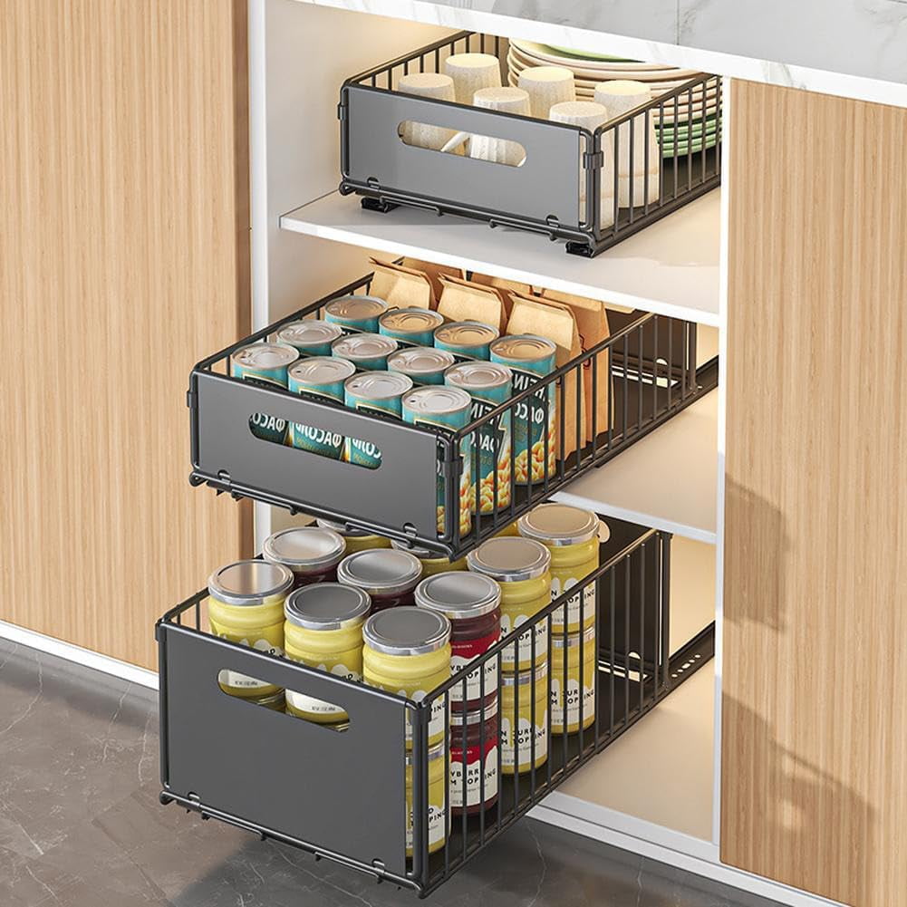 Rang Pull Out Cabinet Organizers, Slide Out Drawer Storage Mesh Basket ...
