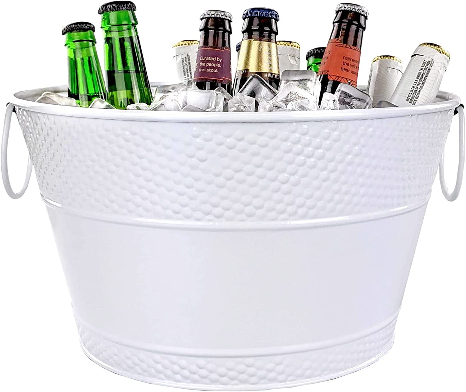 Rang White Galvanized Beverage Bucket and Wine Bucket Chiller for ...