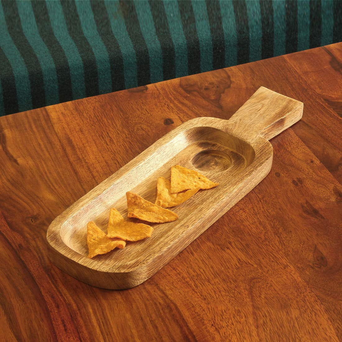 RangRoots Elliptical Wooden Serving Platter in Mango Wood 15 Inch ...