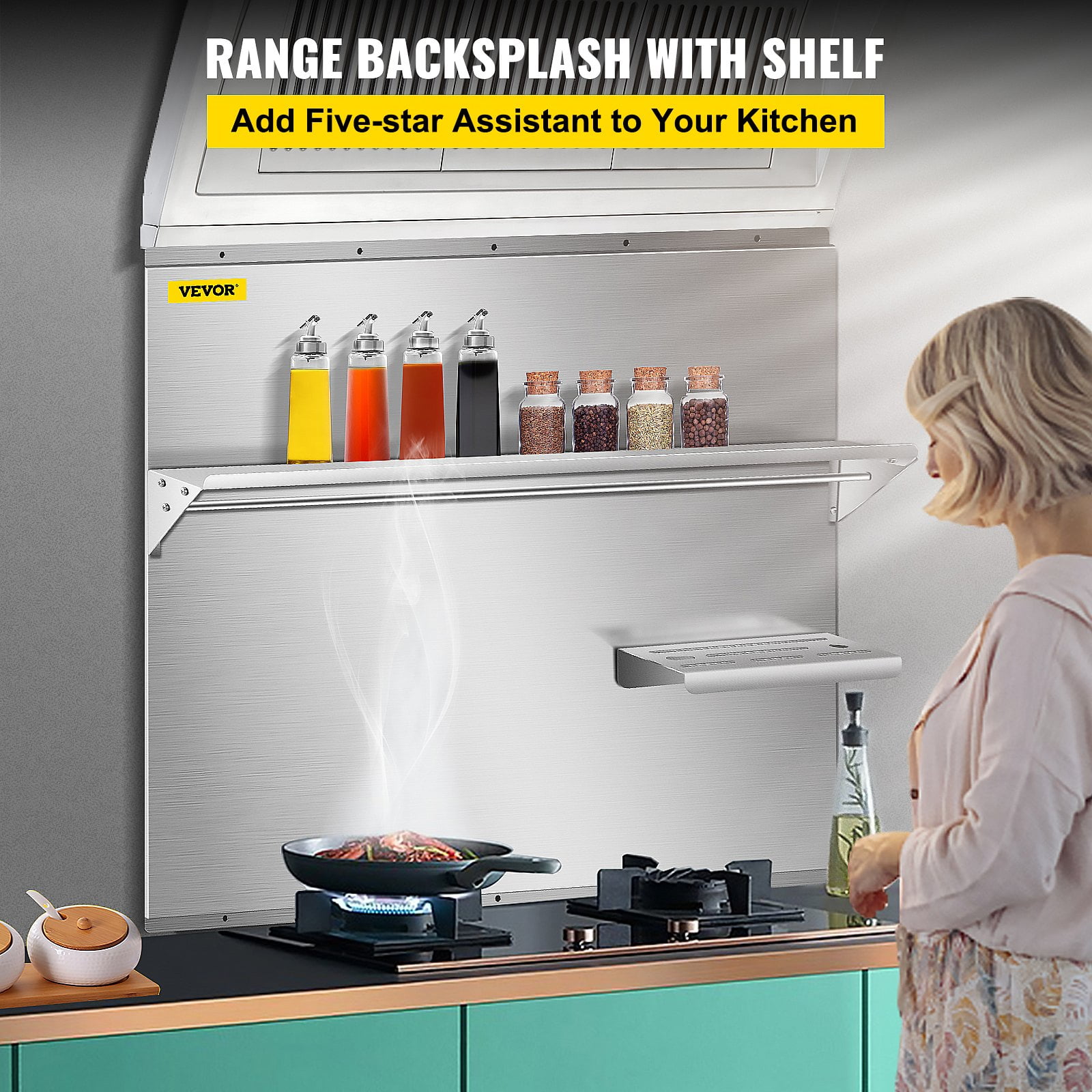 Range Backsplash with Shelf 30 x 30.7 Inch Range Hood Wall Shield ...