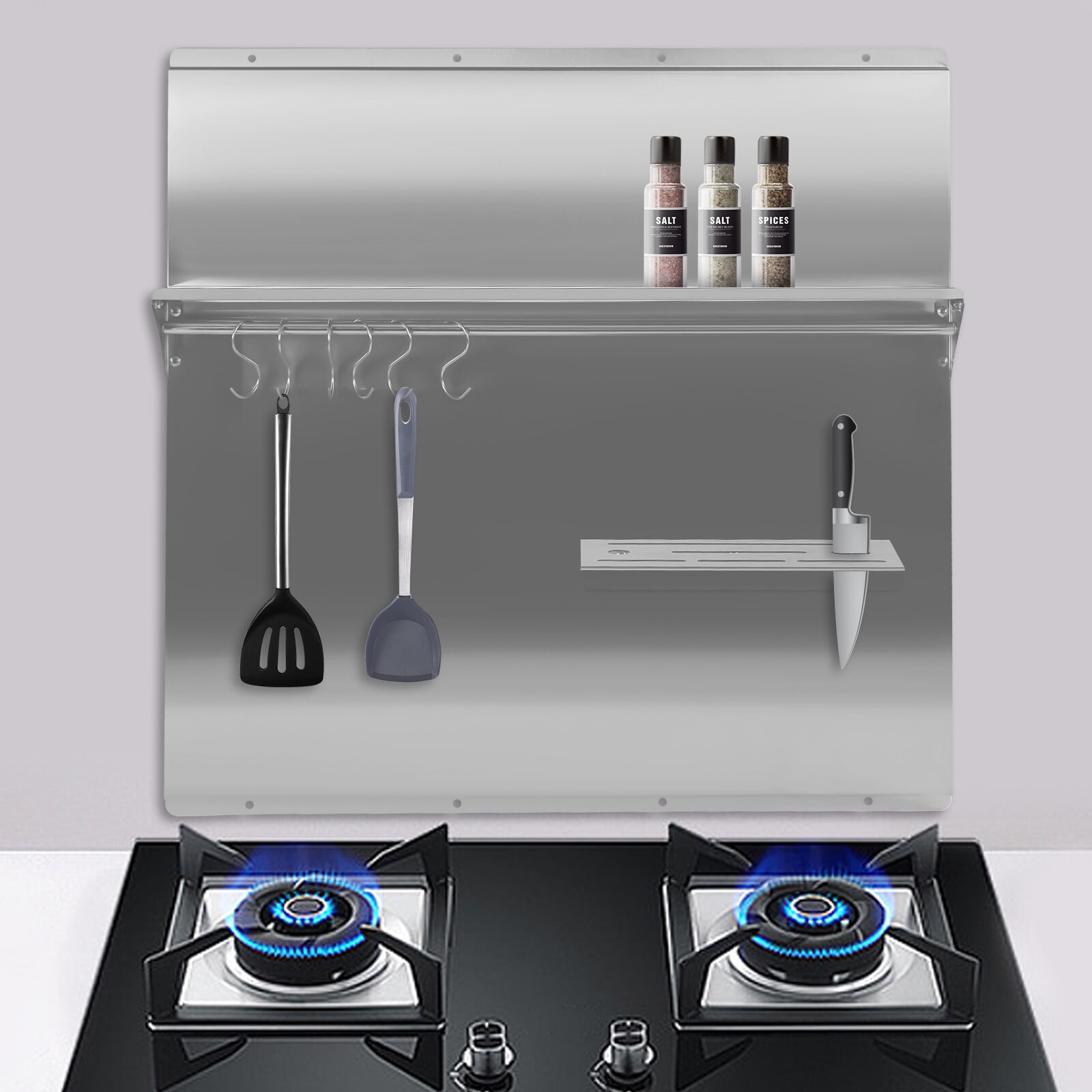 Range Backsplash with Shelf 30 x 30.7 Inch Range Hood Wall Shield ...