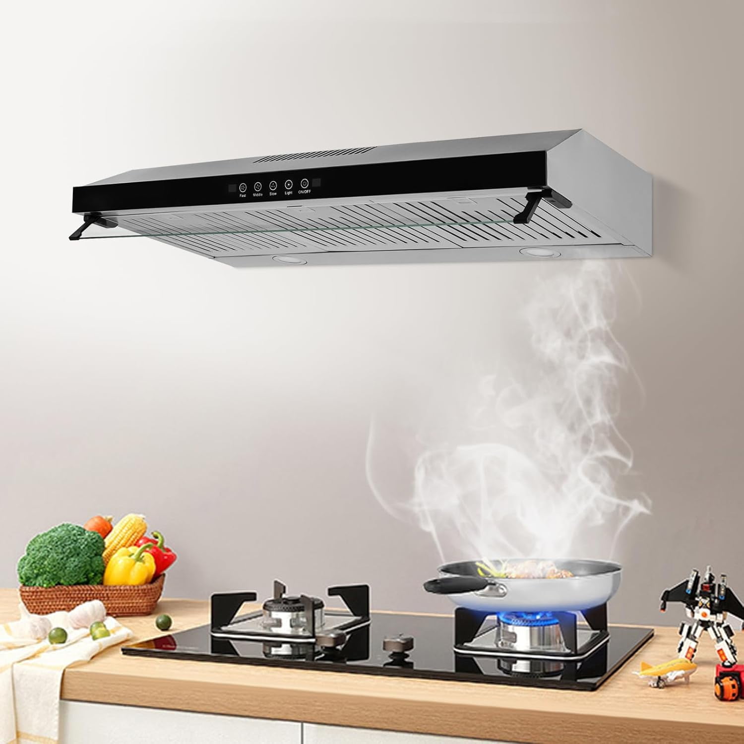 Range Hood 30 inch, Under Cabinet Ductless Vent Hood with 3 Wind Speed ...