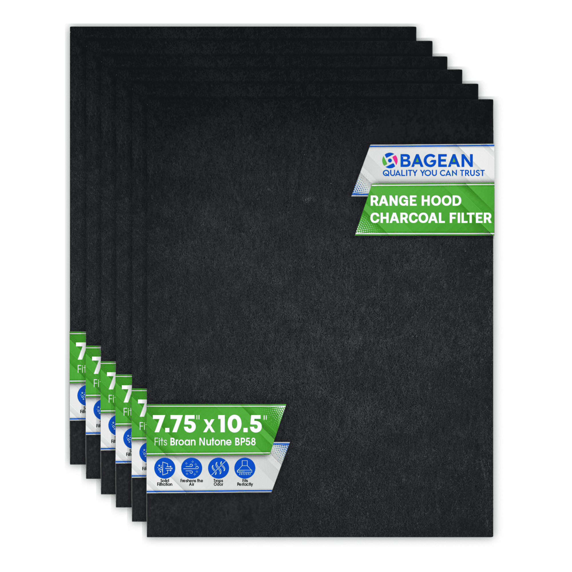 Range Hood Charcoal Filter 7.75” x 10.5” - Fits Broan and Nutone BP58 ...