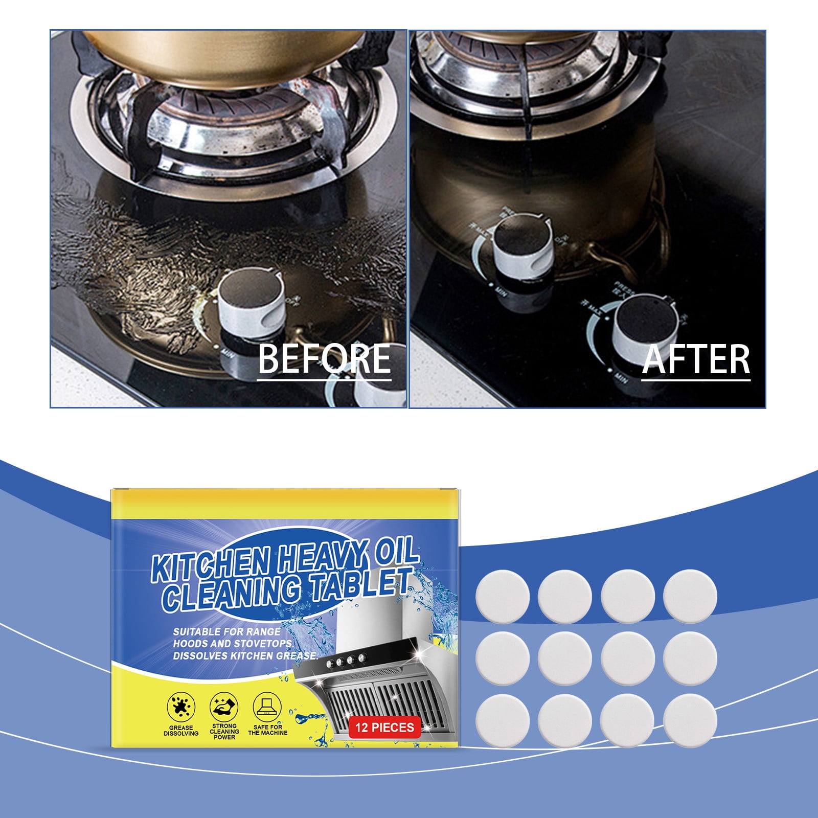 Range Hood Cleaner Tablets, Effervescent Heavy Duty Degreaser for ...
