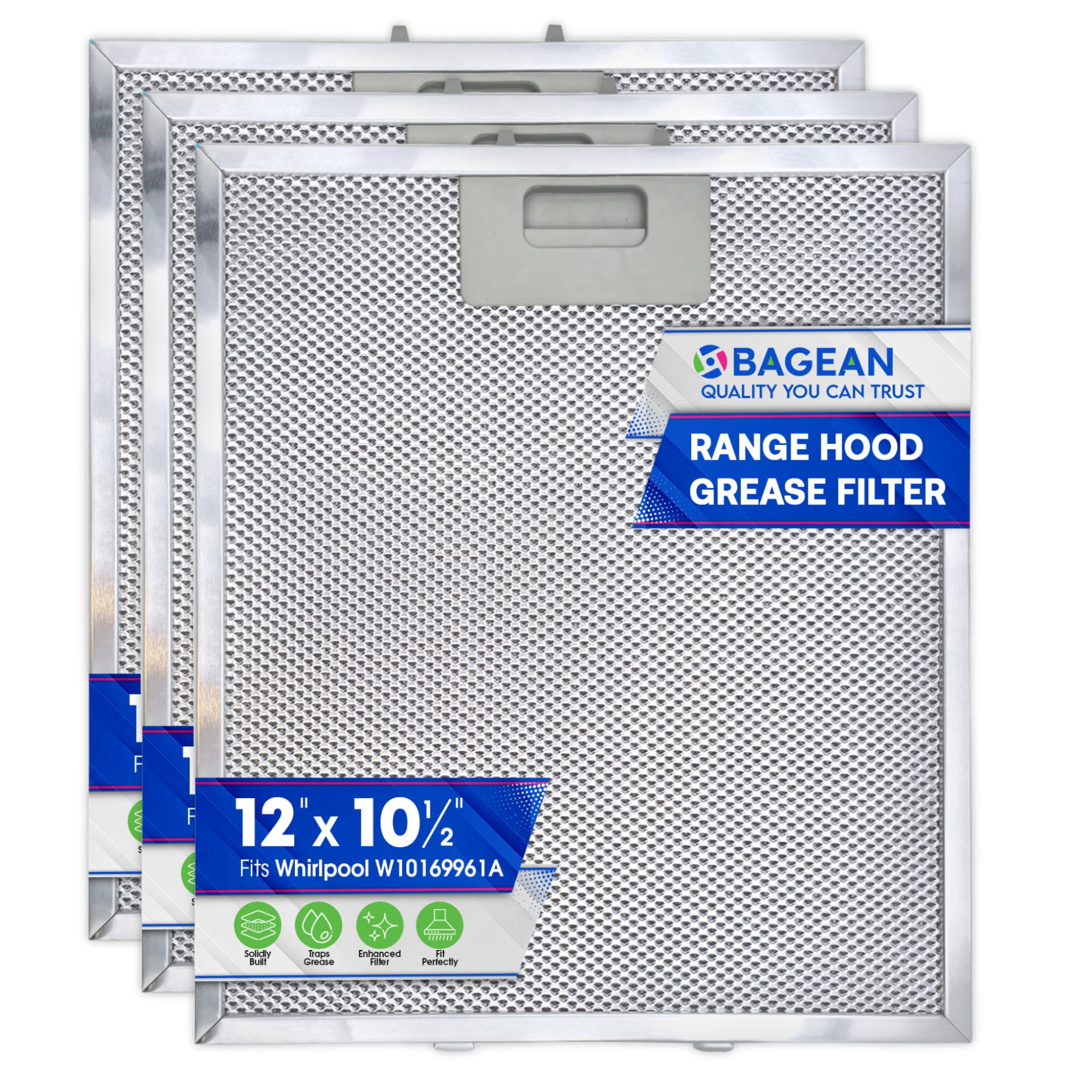 Range Hood Filter Replacement 12" x 10.5" for W10169961A Whirlpool Vent ...
