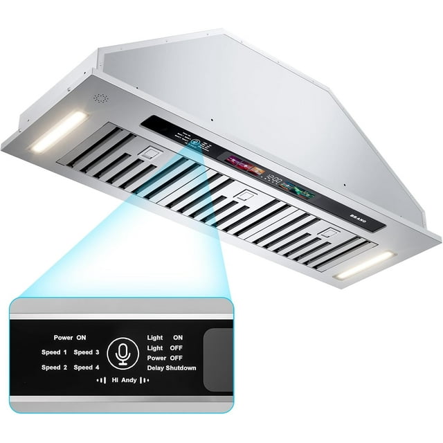 Range Hood Insert 36 Inch, 900 CFM Smart Voice/Gesture/Touch Control, 4 ...