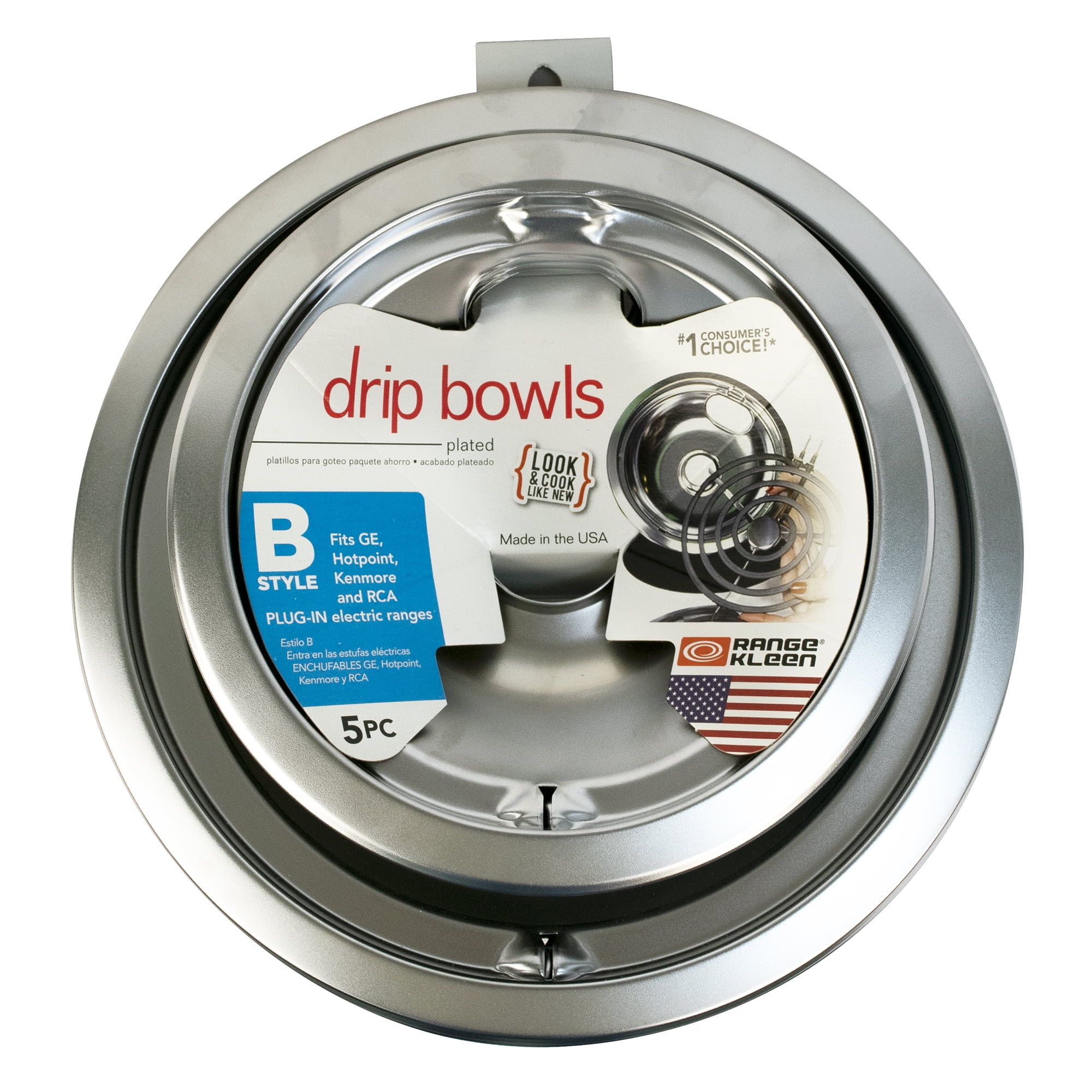 Range Kleen 16675X Style B, Chrome Plated Drip Bowls 3 Small 6" and 2 ...