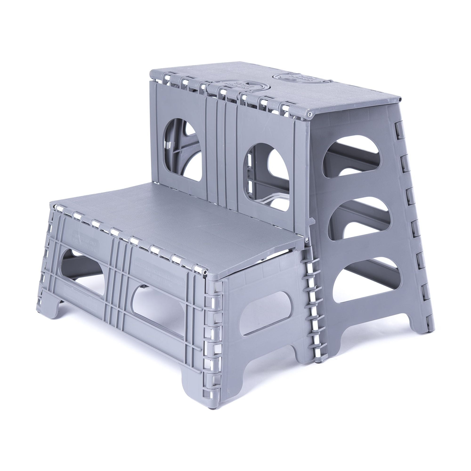 Range Kleen Folding 2 Step Stool, Plastic, 300 lb Capacity, Gray ...