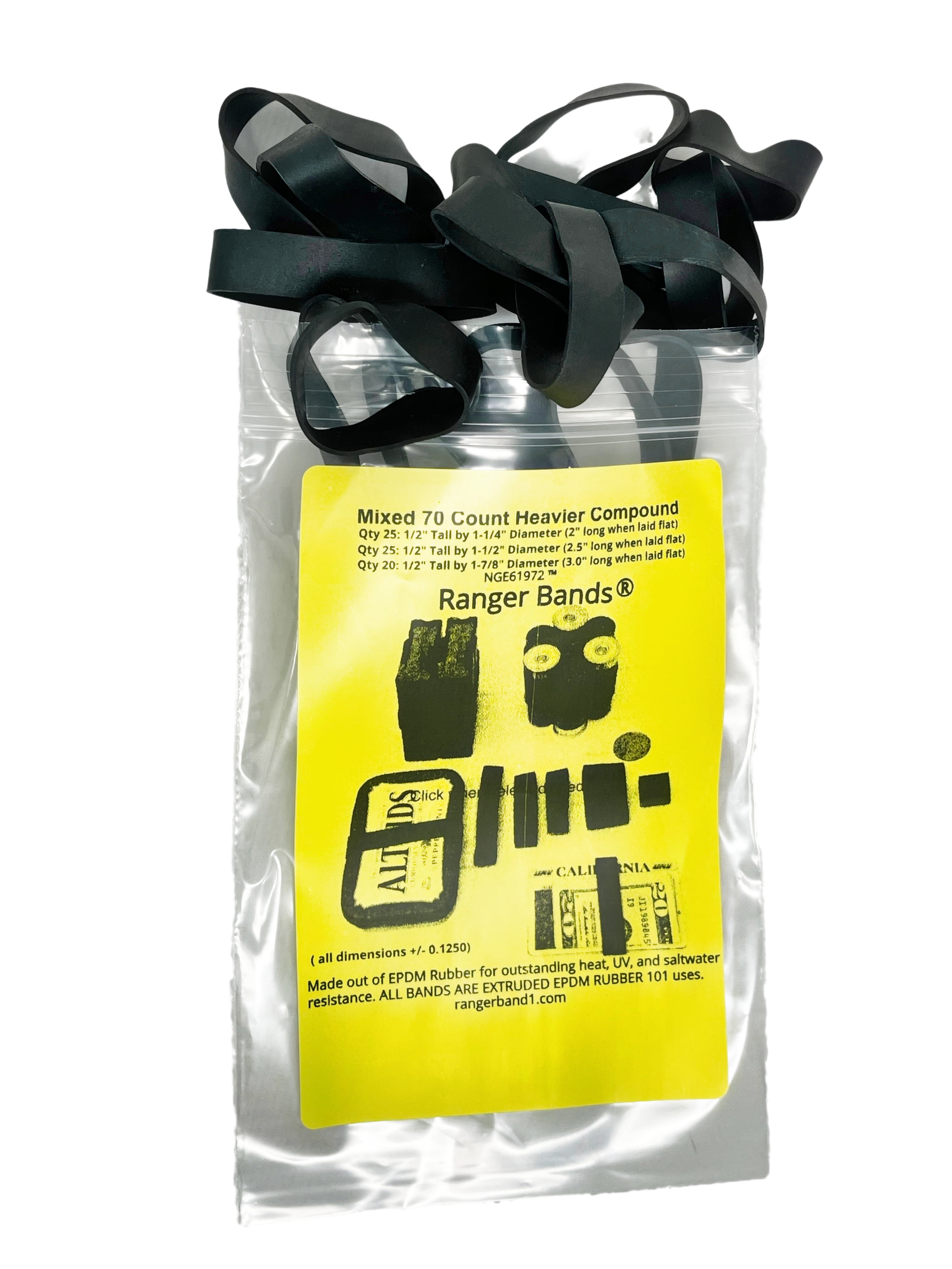 Ranger Bands® Mixed 70 Count Heavier Compound Made From Black EPDM ...