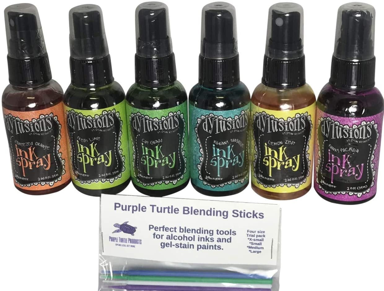 Ranger Dylusions Ink Spray Bundle Six Bottle Set with Bonus Purple ...