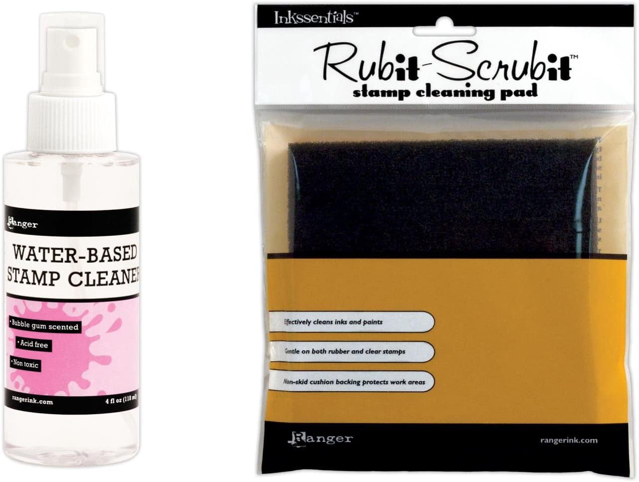 Ranger Inkssentials Water-Based Stamp Cleaner Spray & "Rub It Scrub It ...