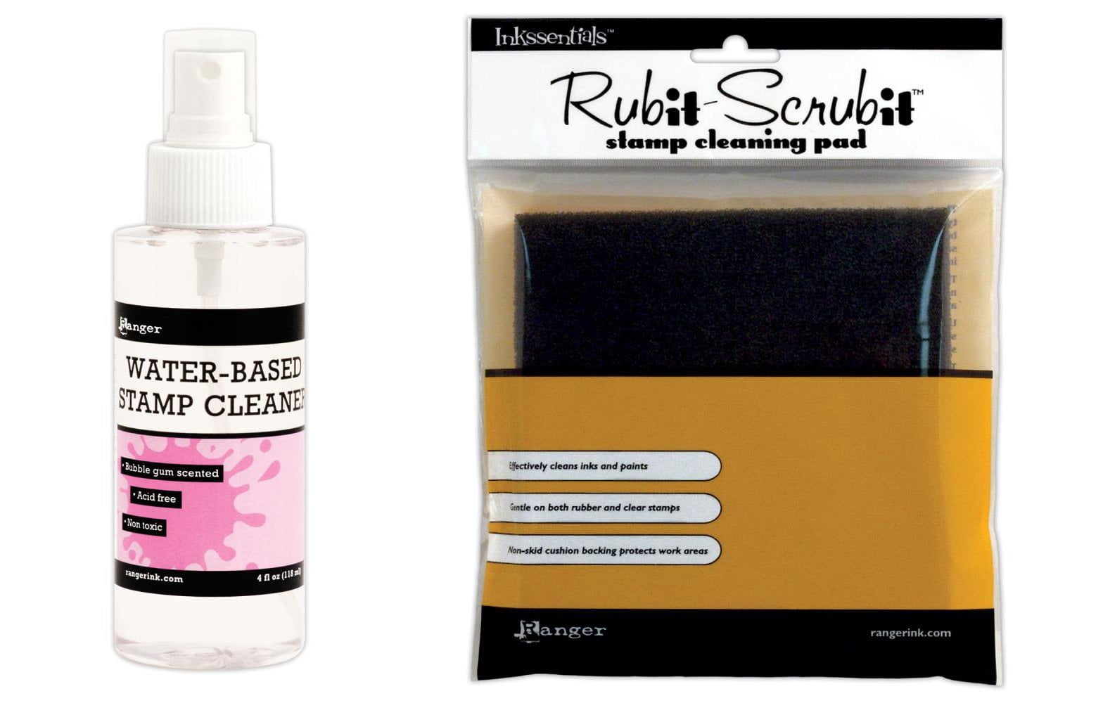 Ranger Inkssentials Water-Based Stamp Cleaner Spray & "Rub It Scrub It ...