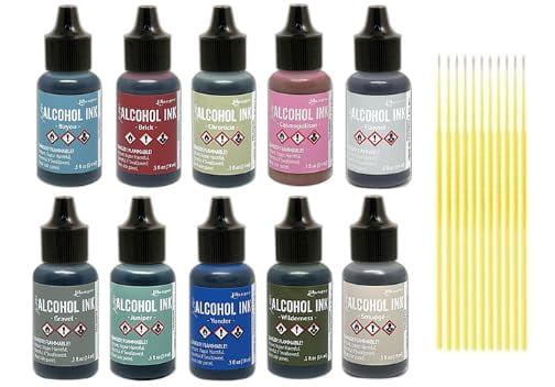 Ranger Tim Holtz Alcohol Ink Bundle - 10 Bottles of Tim Holtz Newest ...