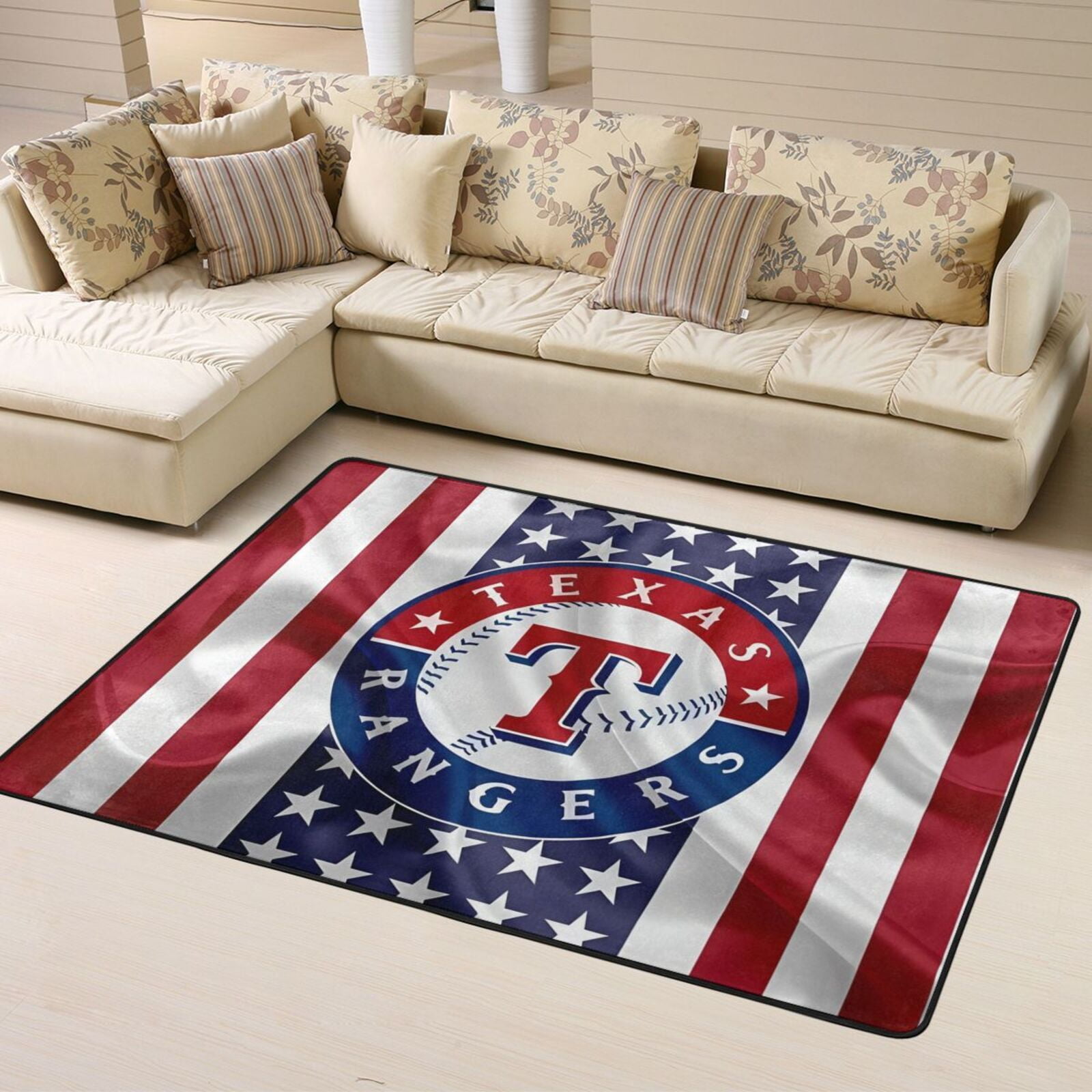 Rangers 2025 New Football Team Logo Memory Foam Rug (63×48 in) | Ultra-Plush Non-Slip Floor Mat ...