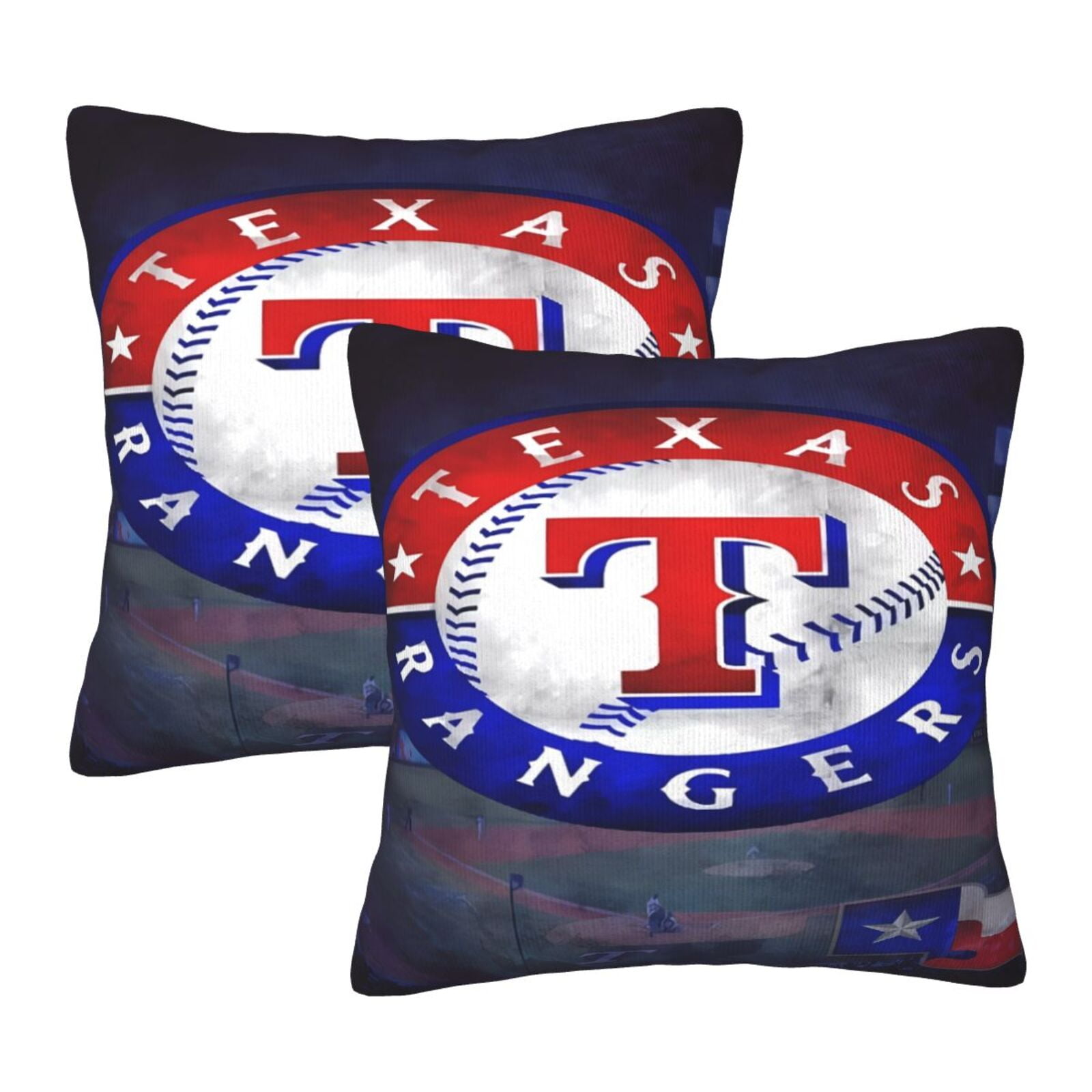 Rangers Baseball Team Double Sided Plush Pillow Cover (2 Pack), Sofa Cushion Cover Decorative ...
