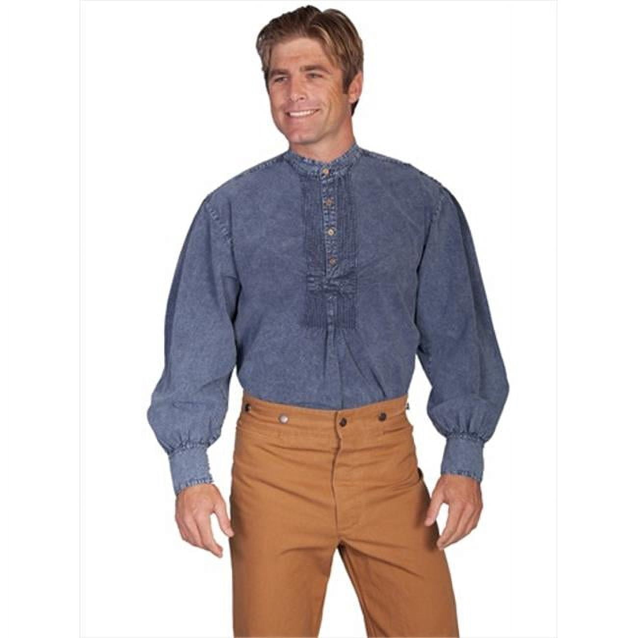 Scully Men's Wahmaker Pleated Front Puffed Sleeve Shirt, Dark Blue, 3X ...