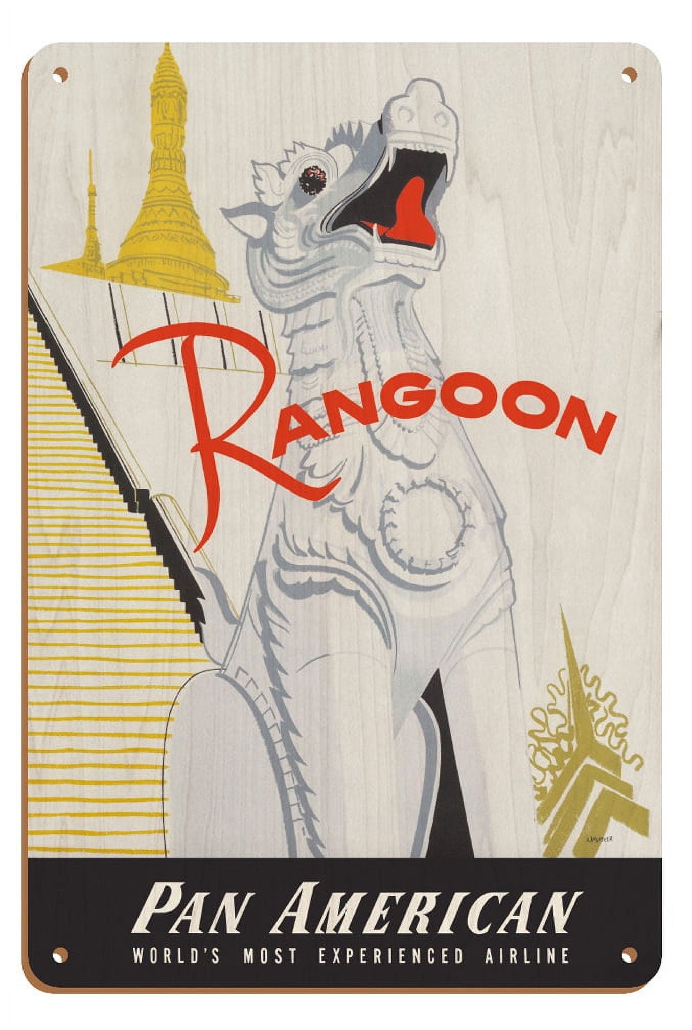 Rangoon (Yangon) Burma - Shwedagon Pagoda - Vintage Airline Travel ...