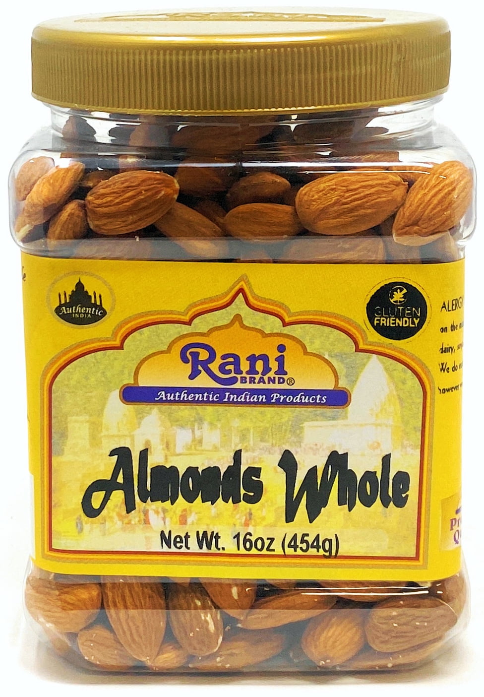 Rani Almonds, Raw Whole With Skin (uncooked, unsalted) 16oz (1lb) 454g ...