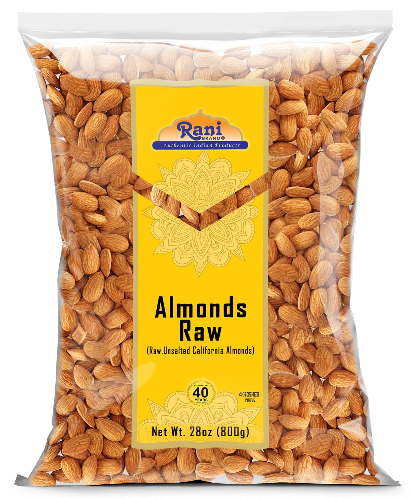 Rani Almonds, Raw Whole With Skin (uncooked, unsalted) 28oz (800g ...