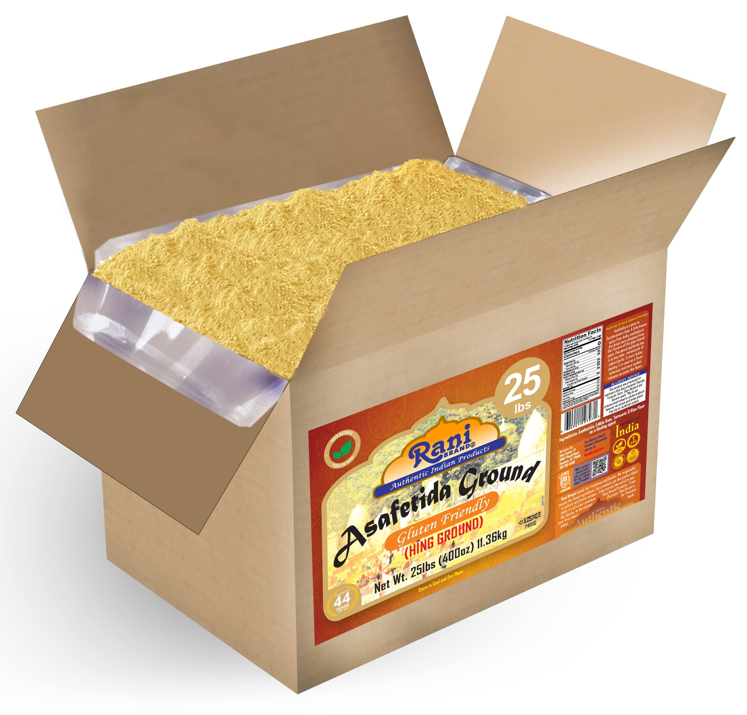 Rani Asafetida Ground Hing, 400oz Bulk Box, All Natural, Kosher Indian ...