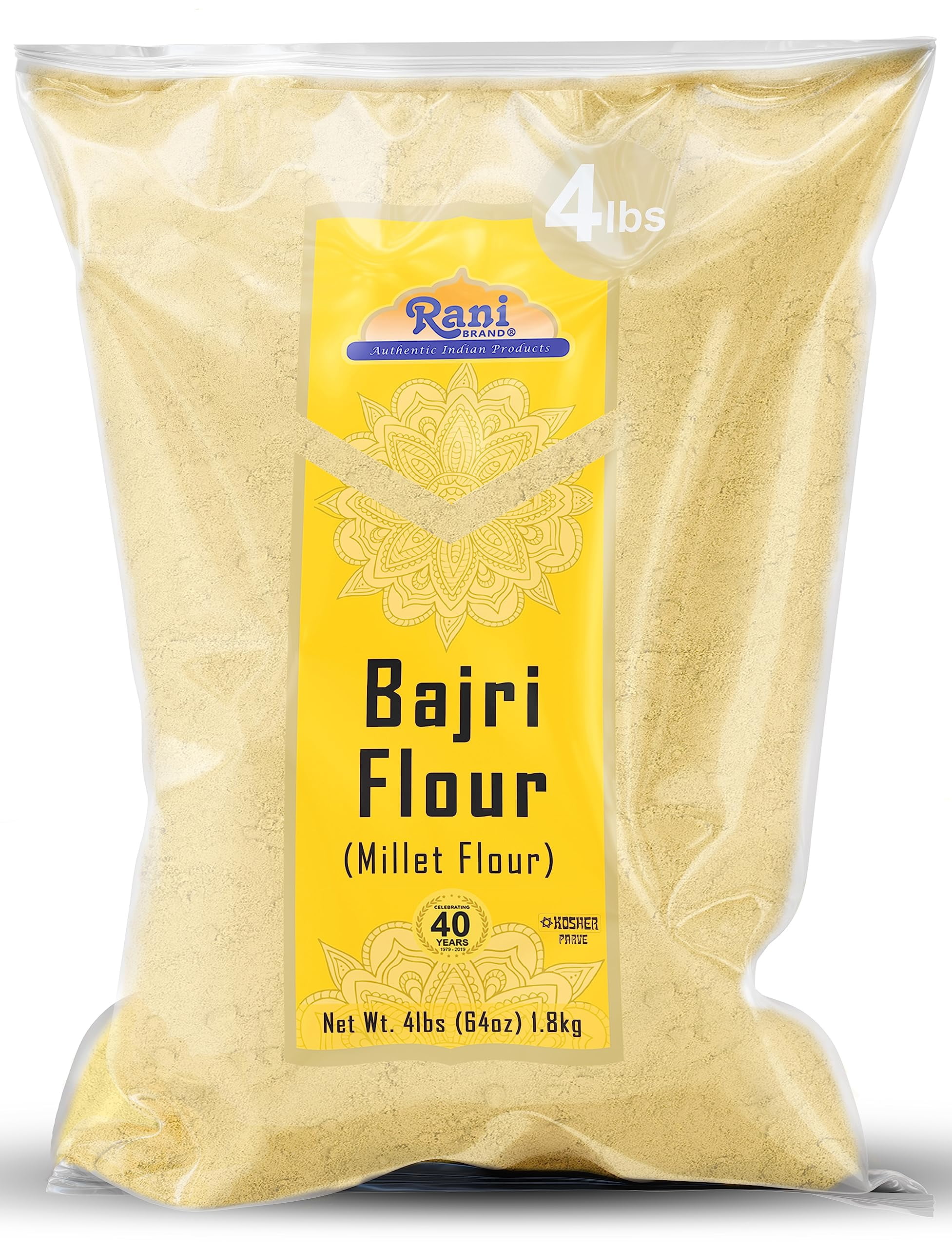 Rani Bajri Flour (Pearl Millet) 4lbs, 1.81kg ~ Natural, Vegan, Gluten ...