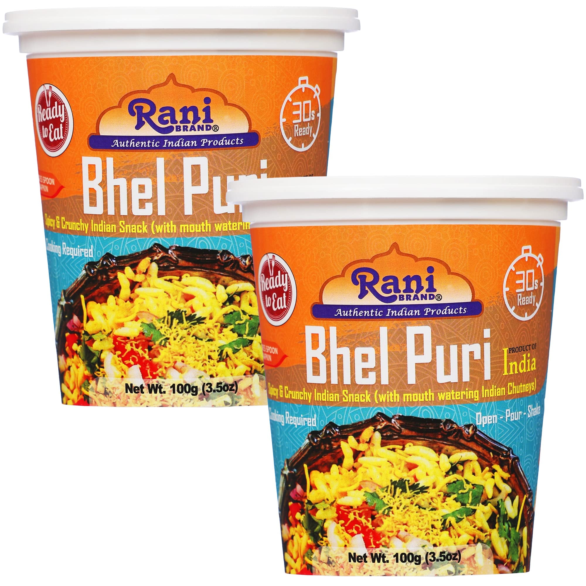 Rani Bhel Puri Cup (Spicy & Crunchy Indian Snack w/ mouth watering Indian Chutneys) 3.5oz (100g ...