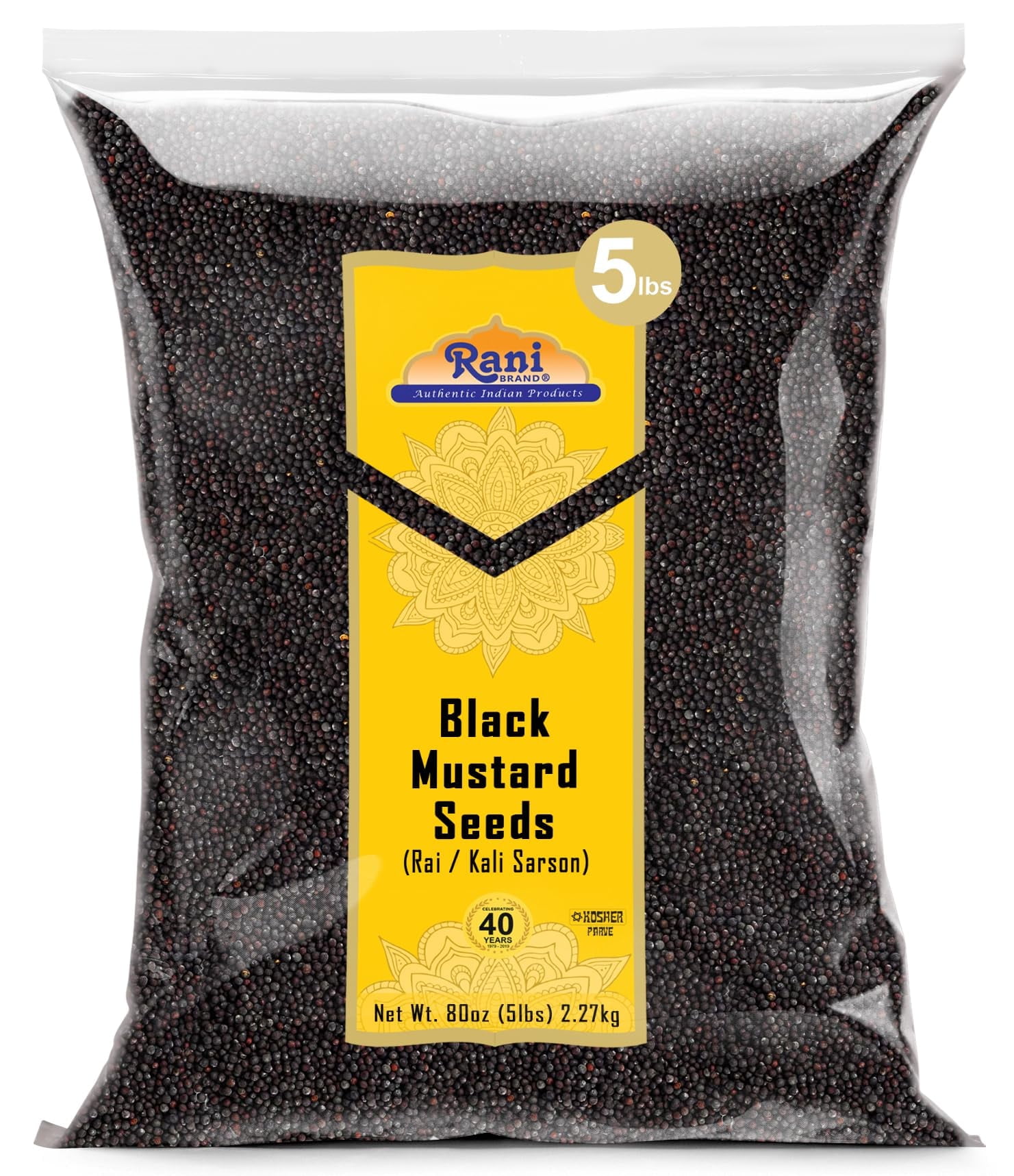 Rani Black Mustard Seeds Whole Spice (Kali Rai) 80oz (5lbs) 2.27kg Bulk ...