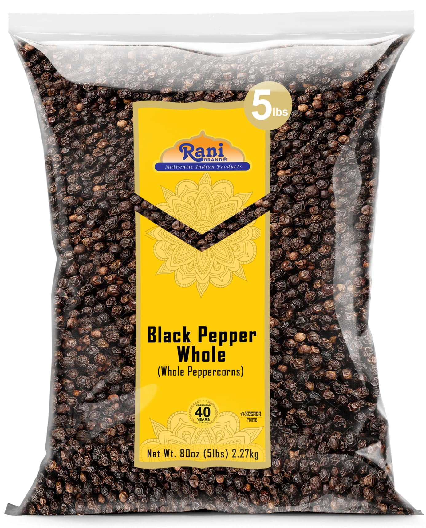Rani Dried Black Pepper Whole (Peppercorns), MG-1, 80oz (5lbs) 2.27kg ...