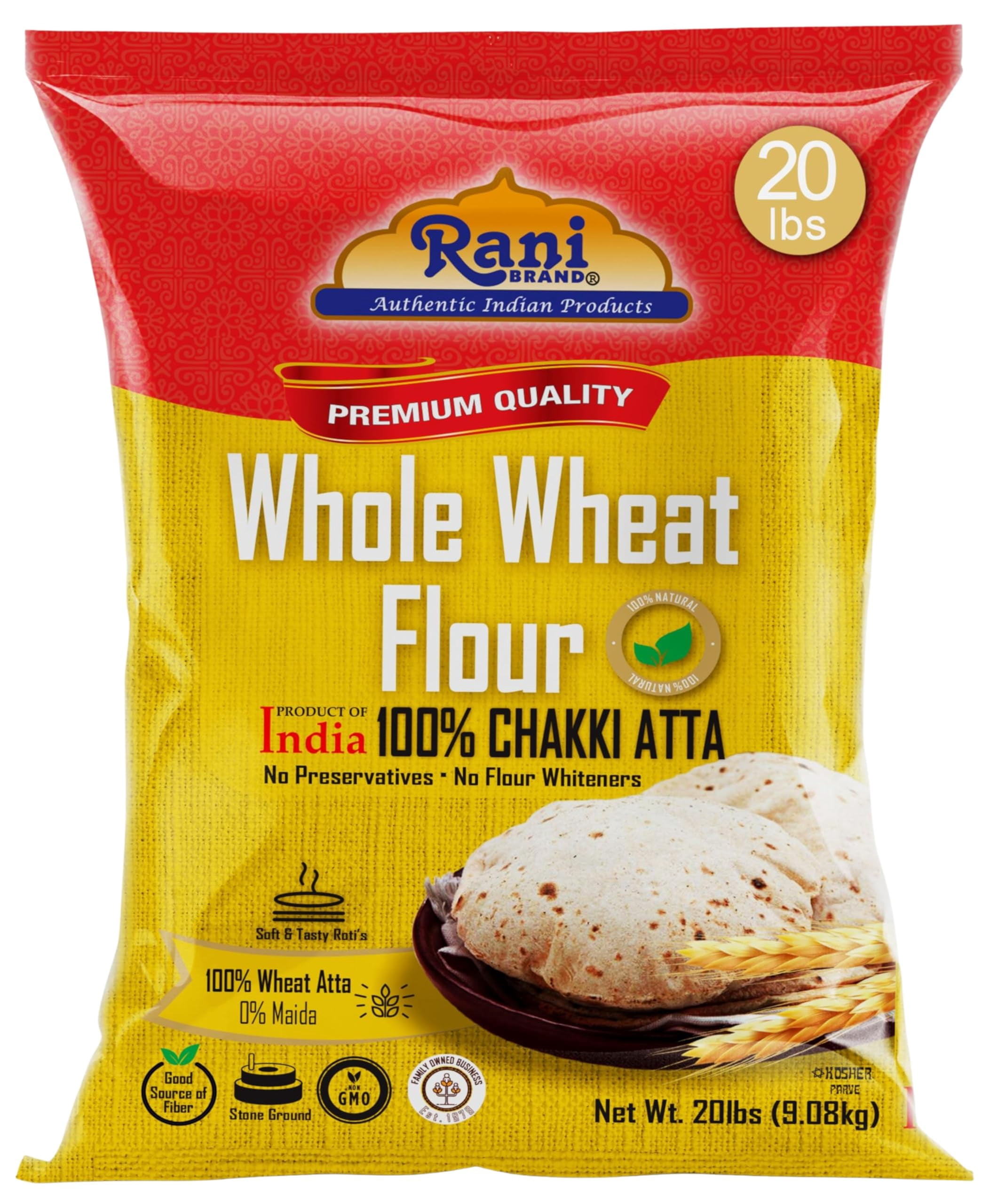 Rani Chapati Flour (100% Pure Whole Wheat Chakki Atta), For Making Roti ...