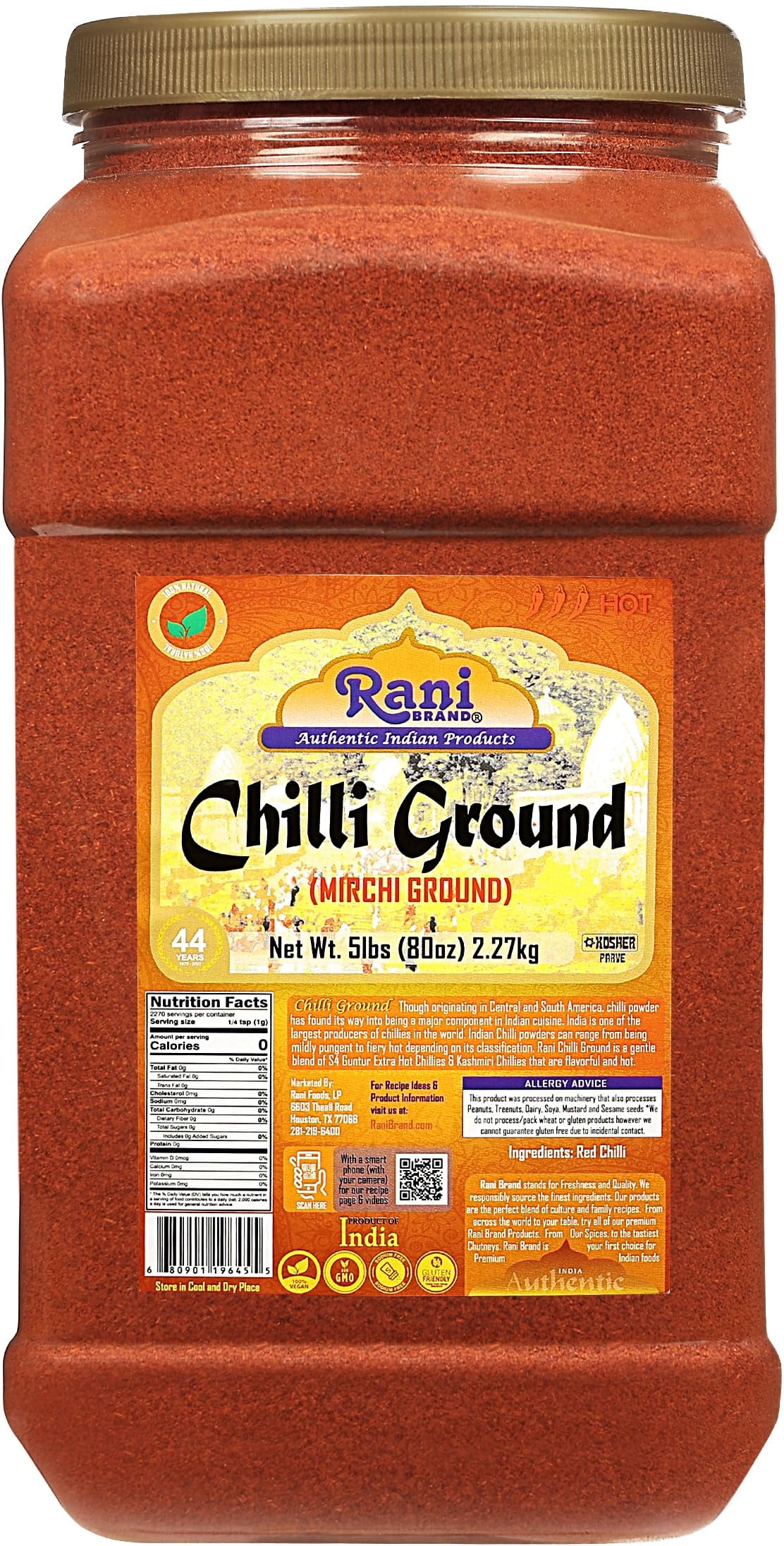 Rani Chilli Powder (Mirchi) Ground Indian Spice 80oz (5lbs) 2.27kg Bulk ...