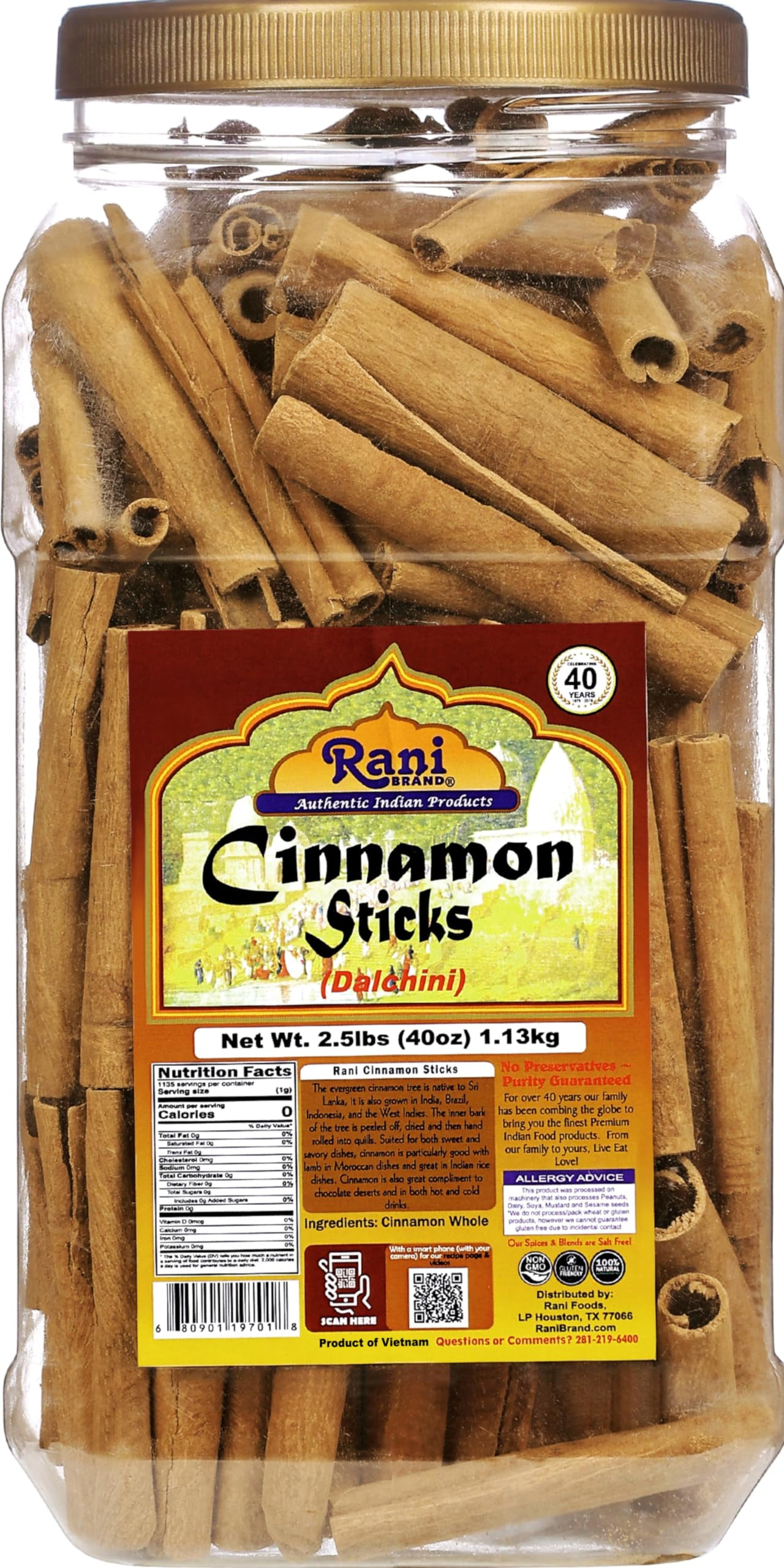 Rani Cinnamon Sticks 40oz Bulk Cassia Saigon Cinnamon from Vietnam 3 ...